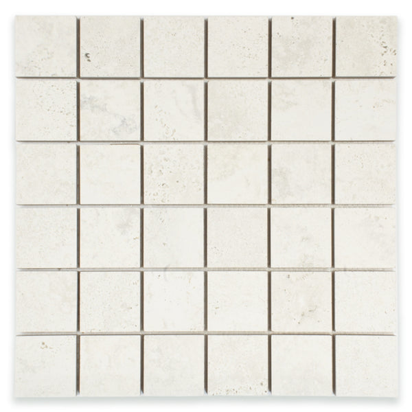 TilesInspired | Travertine Milk Porcelain Tile Mosaic (2" X 2")